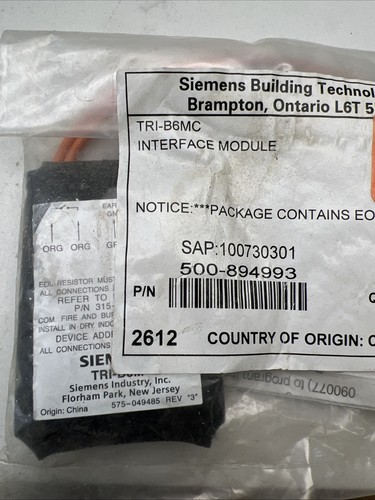 Siemens TRI-B6MC 500-894993 Single Interface Module Fire Alarm | eBay