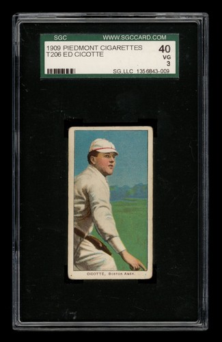 1909-11 T206 Set-Break Ed Cicotte Piedmont SGC 3 VG | eBay