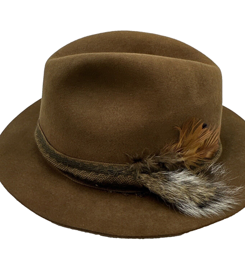 Christys London Hunter Fedora Hat Brown Band with Feather Sz 7 England ...