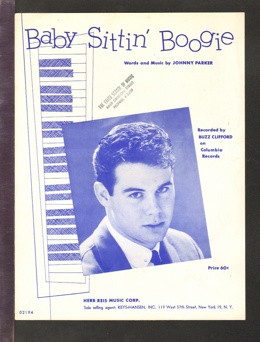 Baby Sittin' Boogie 1961 BUZZ CLIFFORD Vintage Sheet Music | eBay
