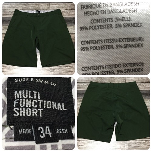 Surf & Swim Co Multi Functional Shorts Men’s 34 Green Stretch (Inseam 8.5) | eBay