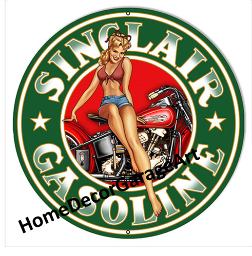 Sinclair Motor Oil & Gasoline Round Metal Sign, Garage Art HDGA | eBay