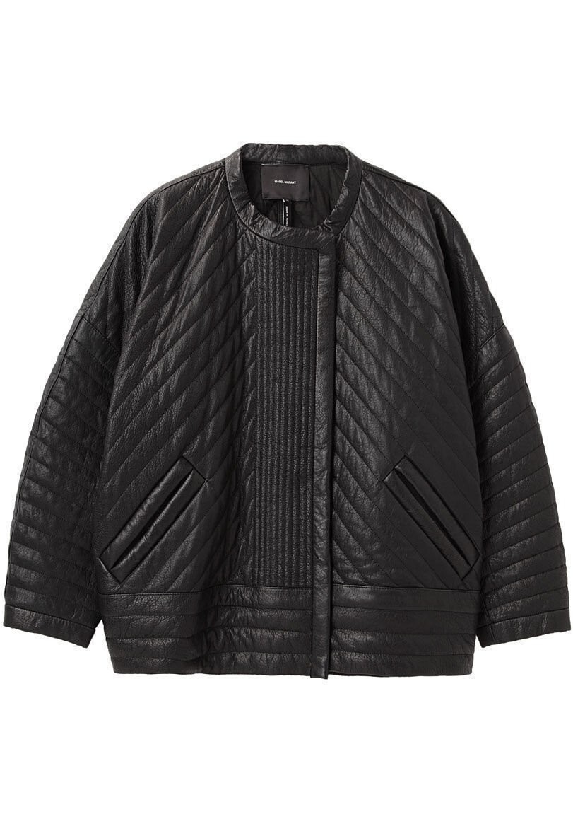 Isabel Marant Abelia Black Leather Quilted Oversize Moto Isabel Marant Abelia Black Leather Quilted Oversize Moto