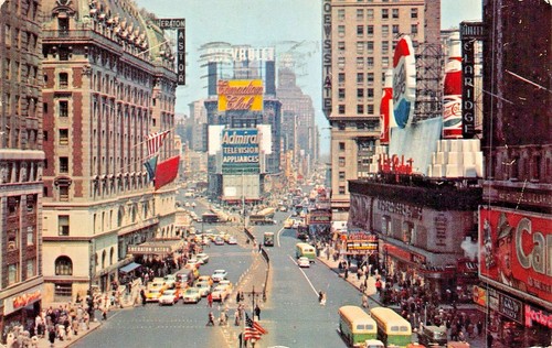 NEW YORK CITY NY~TIMES SQUARE~PEPSI-CANADIAN CLUB-ADMIRAL TVS~1957 ...