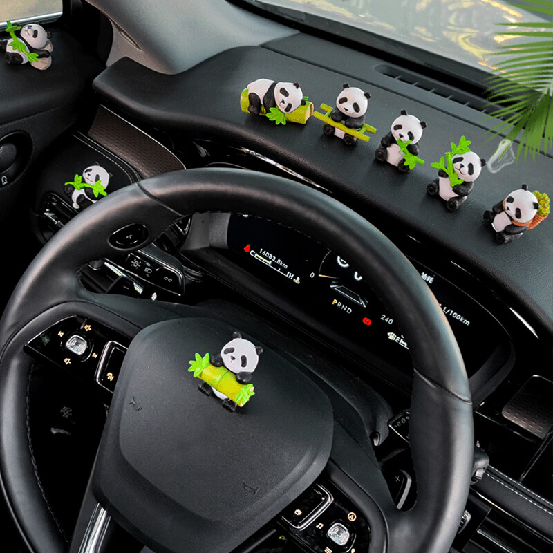 4/8Pcs Dashboard Panda Figurine Car Dashboard Decor DIY Car Auto ...