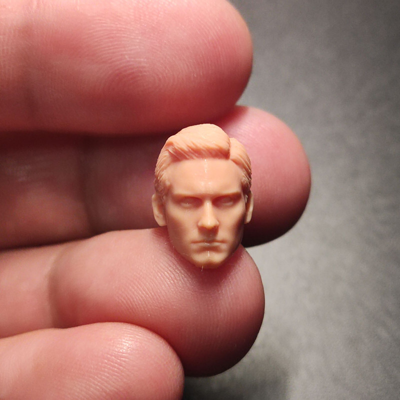 1/24 Scale Spider Man Smile Tobey Maguire Head Sculpt Unpainted Fit 2.5 ...