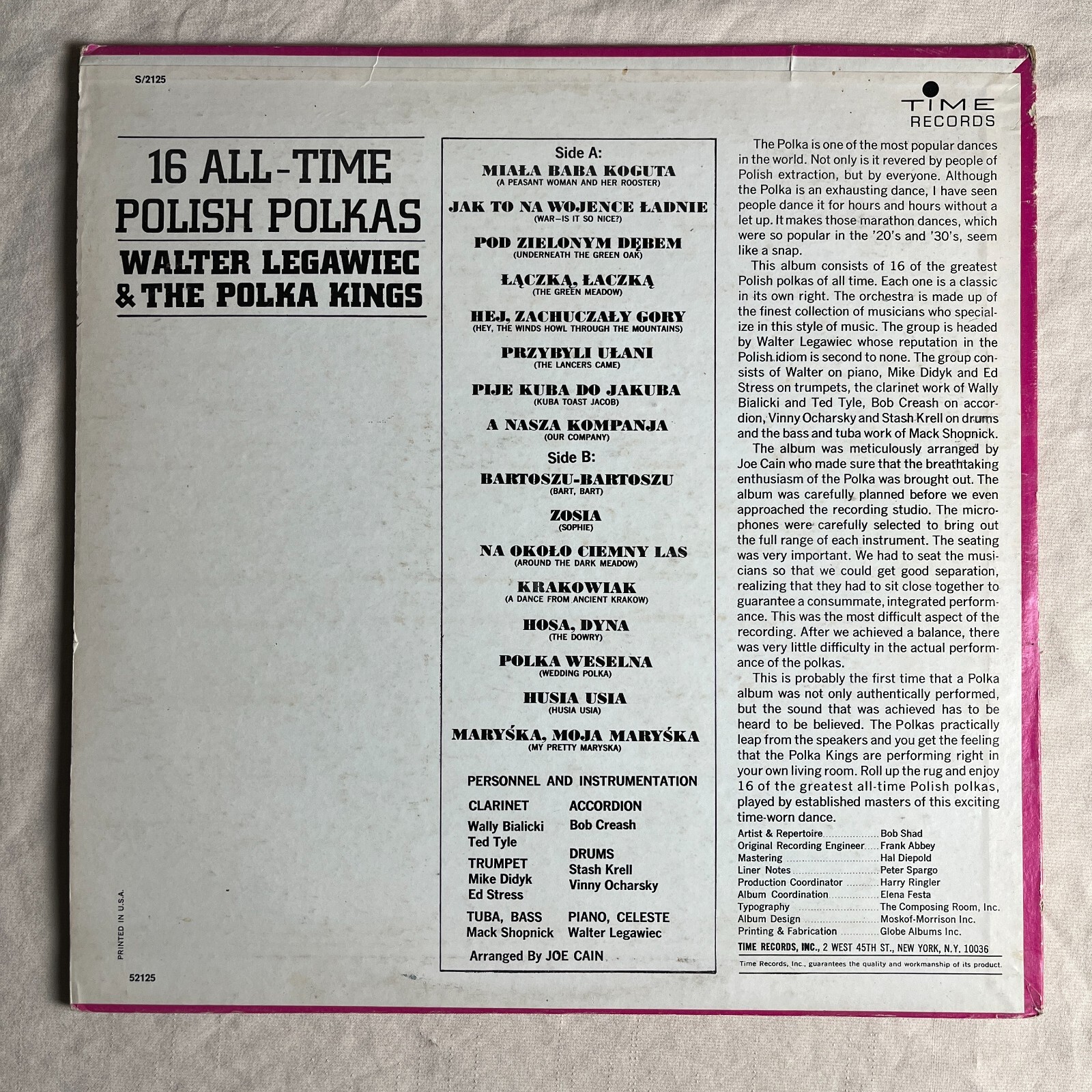 WALTER LEGAWIEC 16 All-Time Polish Polkas 1964 Vinyl LP Time Records S ...