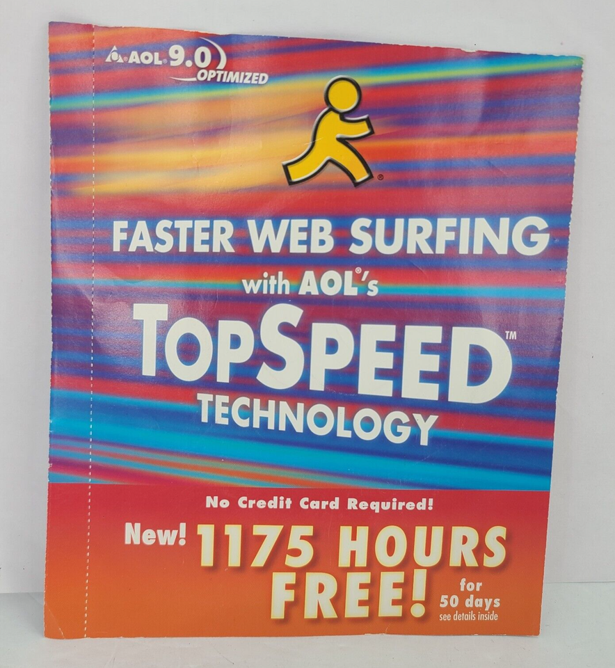 Vintage AOL 9.0 1175 Hours Free for 50 Days CD Sealed 2004 AOL Internet ...