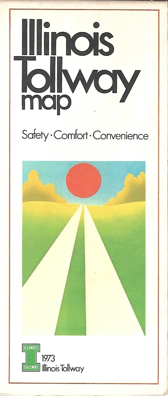 Official 1973 ILLINOIS TOLLWAY Road Map Connecting Highways Interchange ...