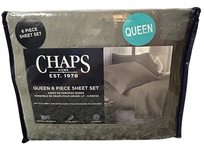 CHAPS by Ralph Lauren Ultra Soft Grey 6 Pc Queen Sheet Set Brand New | eBay