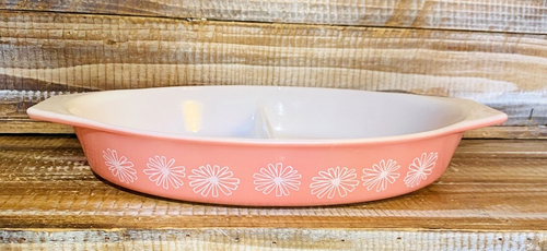 Vintage Pyrex Pink Daisy Divided Casserole Dish 1.5 Quart | eBay