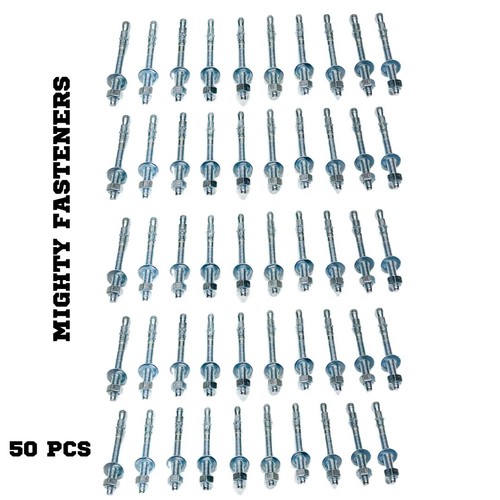 Wedge Anchor Zinc Plated Concrete Mounting Bolt 3/8x3-3/4 Inch 50 PCS ...