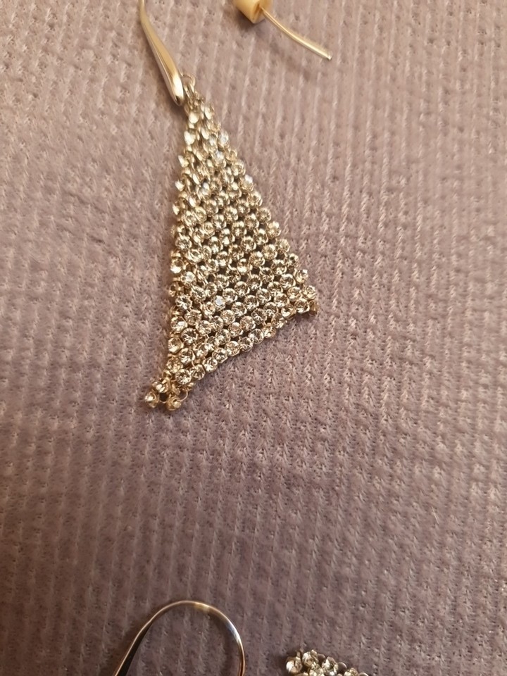 broken!! Swarovski Silver Mesh Drop Crystal Earrings spares repairs ...