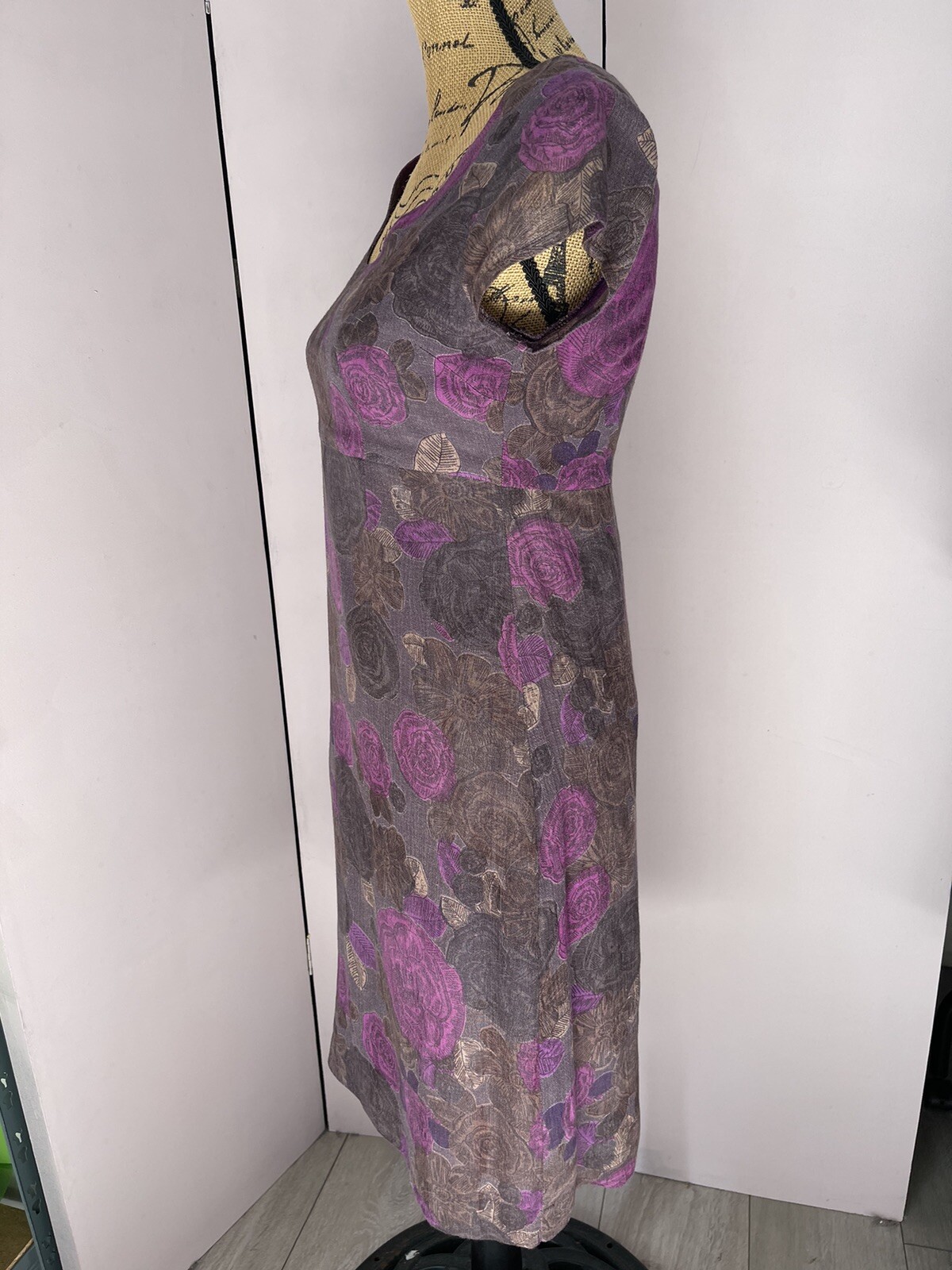 White Stuff Muted Purple Multi Linen Blend Dress Uk8 … - Gem