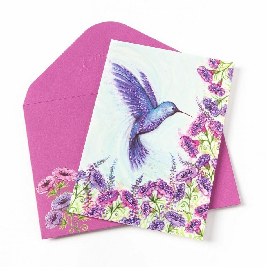 NEW Papyrus Bella Pilar Purple Hummingbird Spring Blank Note Card | eBay