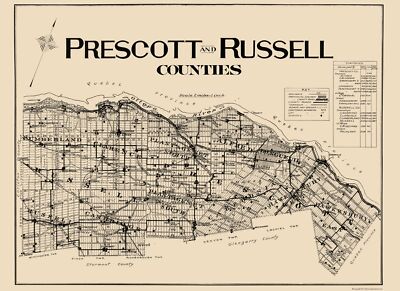 Historic Map - Prescott Russell Canada - Lloyd 1923 - 23 x 31.61 | eBay