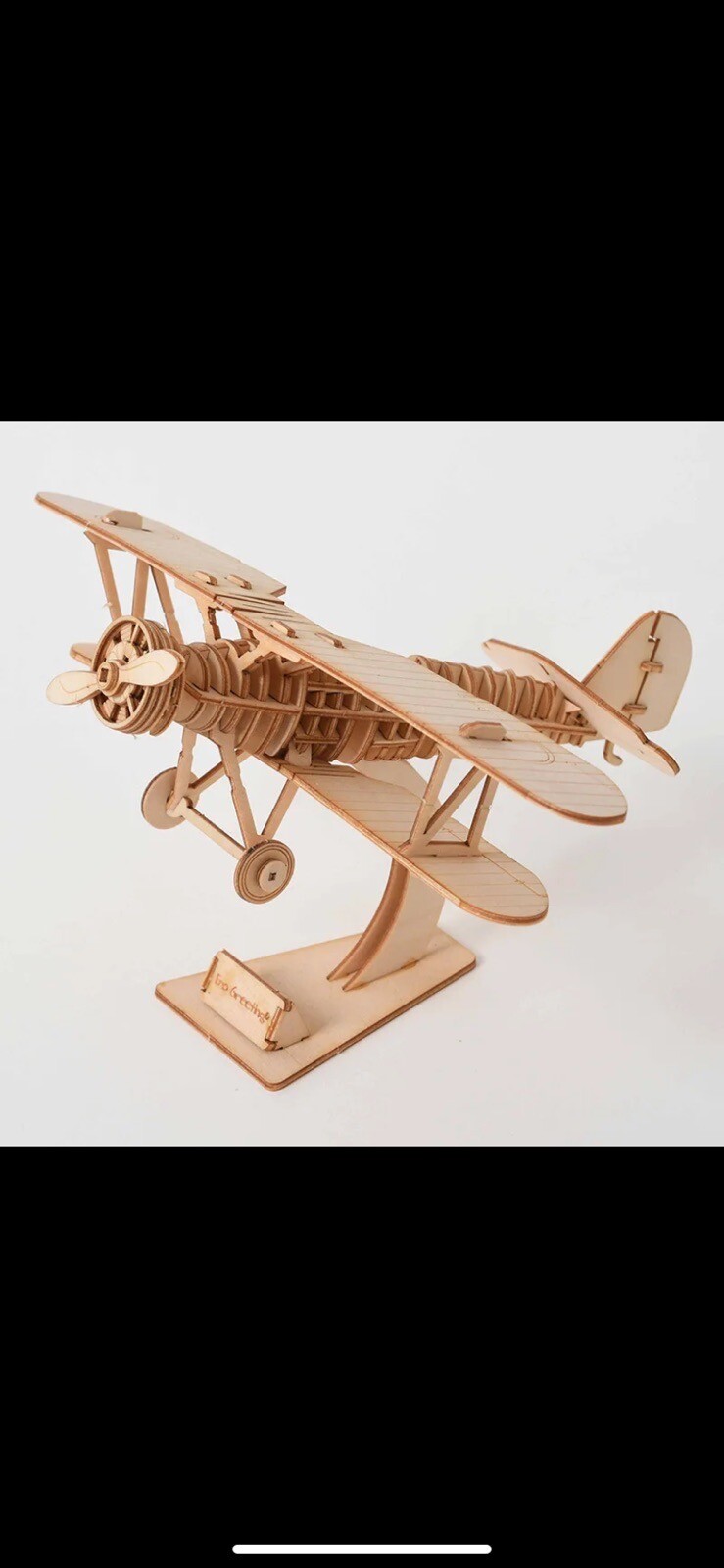 Laser cut DIY wooden Biplane model puzzle, Airplane Gift Uk Seller Xmas ...