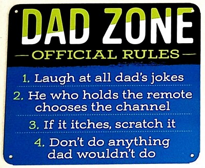 DAD ZONE RULES Home Decor Metal Plaque Sign - 7" X 6" Blue SALE | eBay