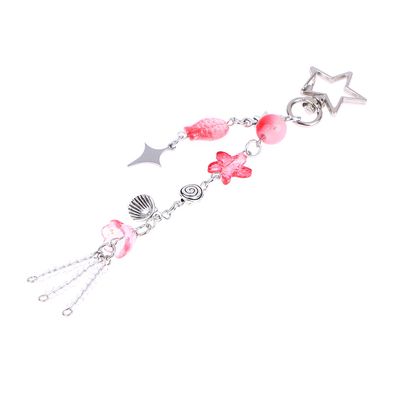 Y2K Jellyfish Keychain Little Fish Starfish Keyring Bag Pendant ...