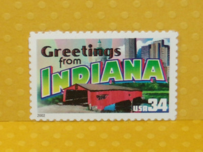 "Greetings from Indiana" Single 34c Vintage US Postage Stamp - No. 3574 ...