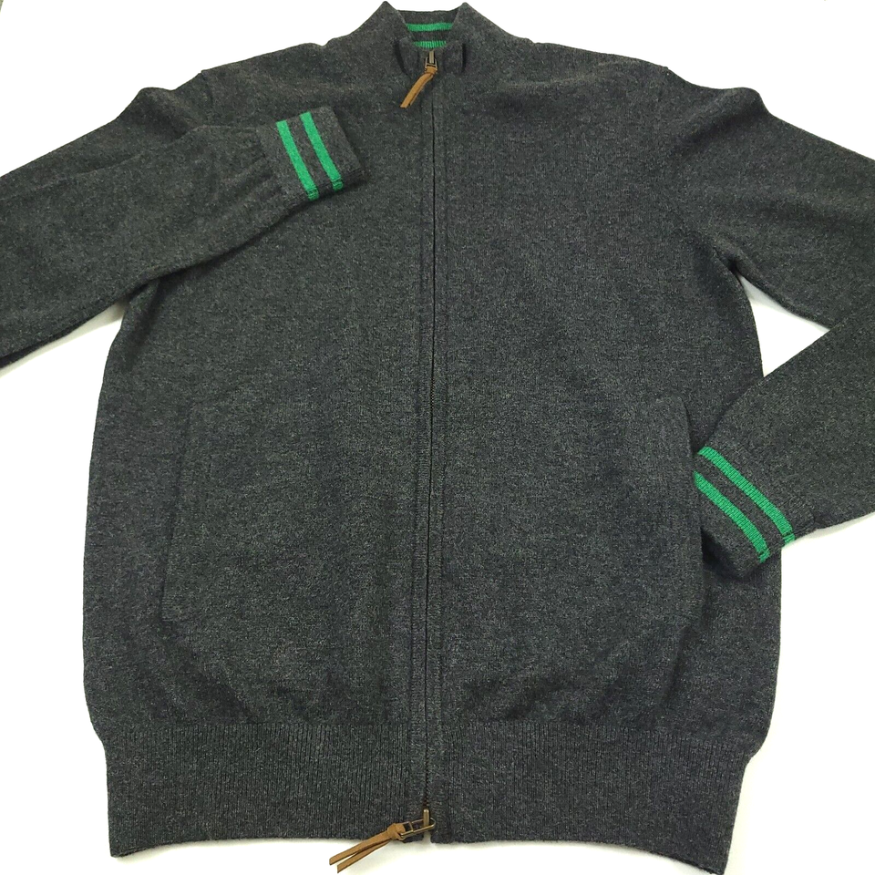 $495 Sid Mashburn Cashmere Sport Track Jacket Sweater Gray & Green Mens ...