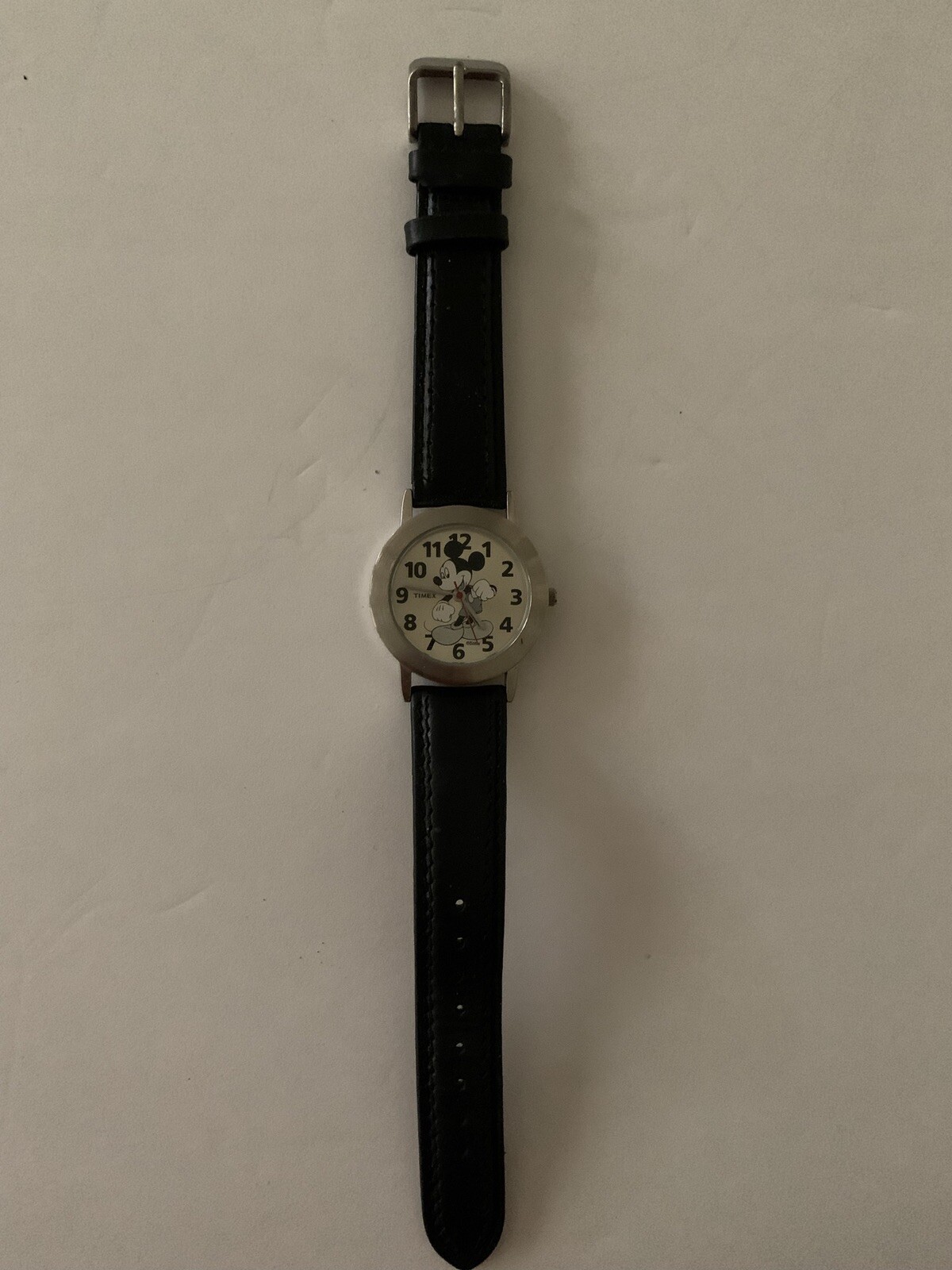 Mickey Mouse Timer Adult Kid Watch Black /White Mickey Black Band WR ...