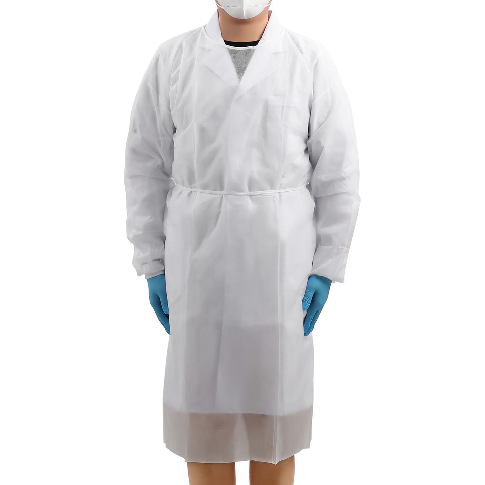 JMU Disposable Isolation Gowns PP Medical Gowns with Knitted Cuffs- 10 ...