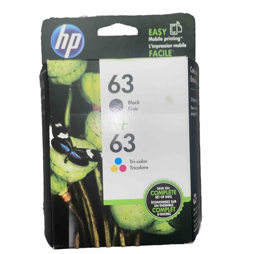 HP 63 Black and Tri-Color Ink Cartridge 2 Pack (L0R46AN#140) NIP Exp 7/ ...