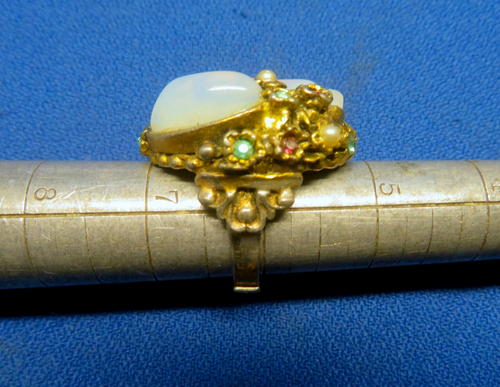 Amazing Double Natural Opal & Gemstone Ring | eBay