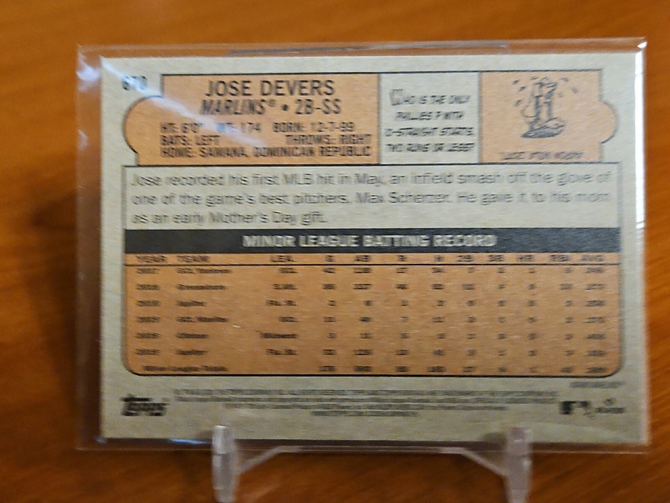 2021 Topps Heritage 670 Jose Devers Miami Marlins Rookie Baseball Card ...