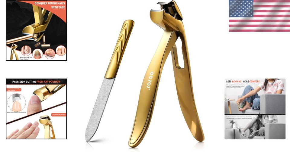Comfortable Ergonomic Golden Toenail Clipper - Ideal for Thick ...