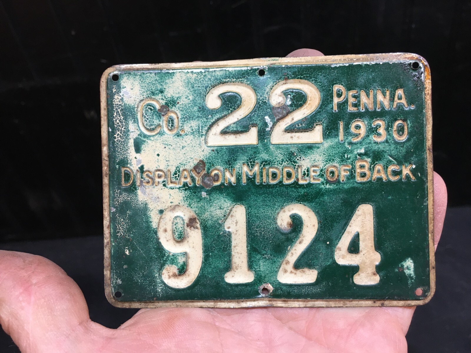 ANTIQUE VINTAGE PA HUNTING LICENSE PLATE 1930 PENNSYLVANIA 9124 | eBay