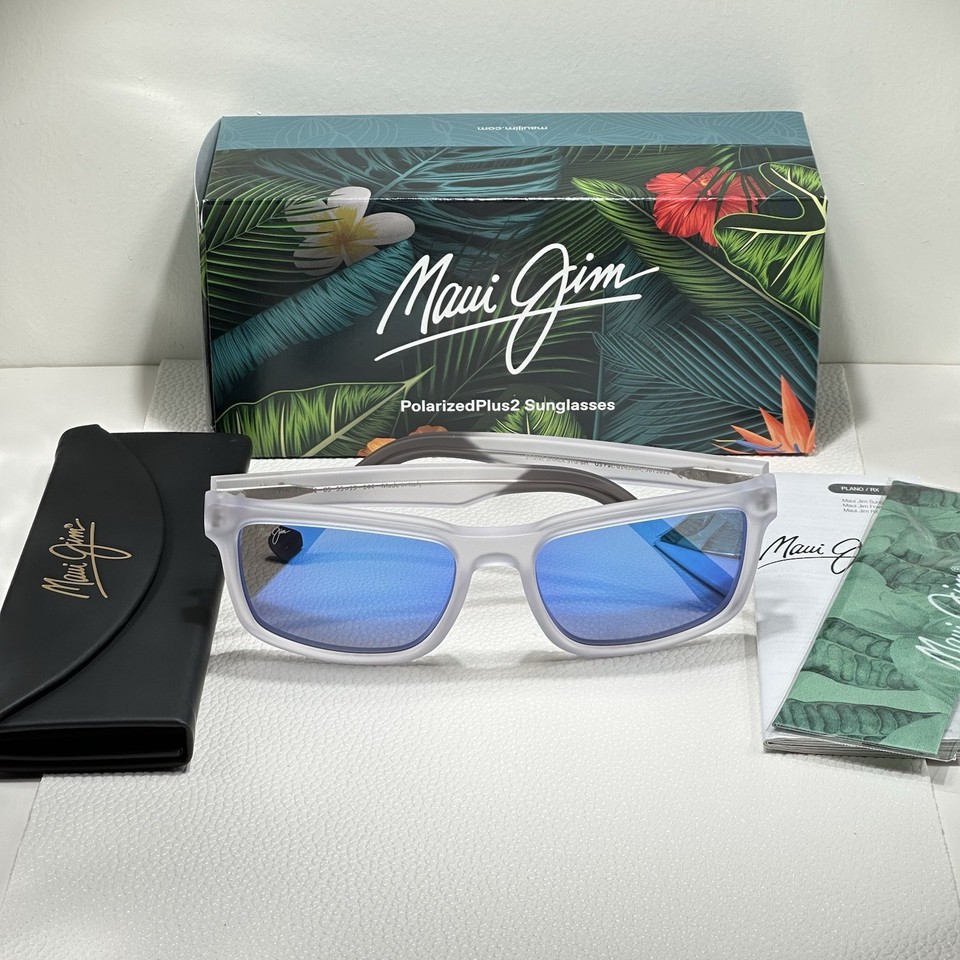 NEW Maui Jim Stone Shack Matte Crystal Polarized Blue Hawaii Sunglasses ...