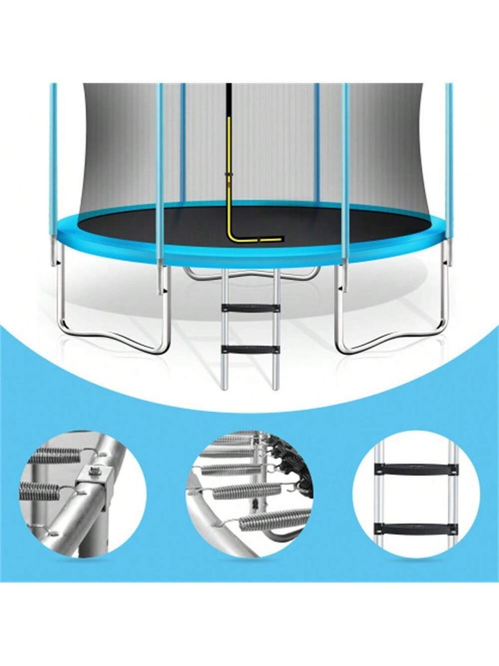 8-foot trampoline with safety net, basketball hoop and ladder, easy to ...