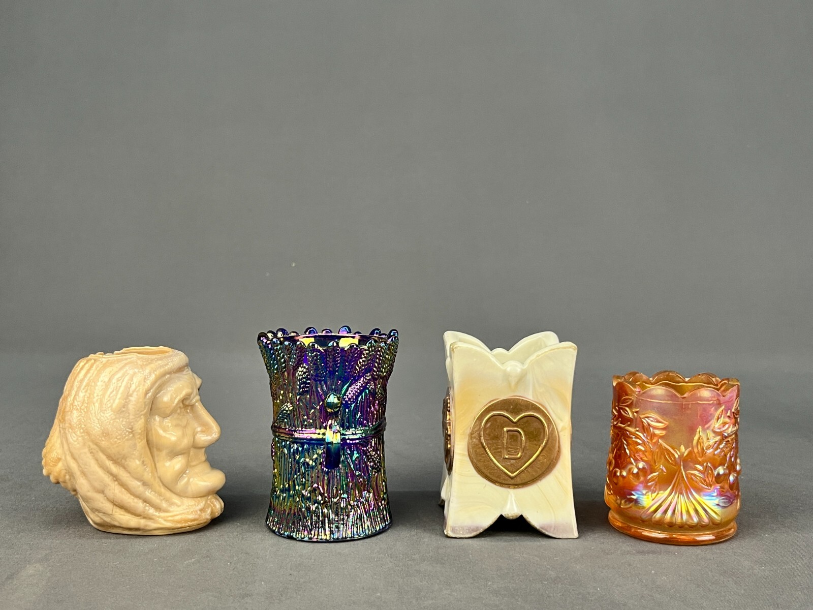 7 St. Clair Pressed Glass Toothpick Holders Witch Bicentennial Wheat ...