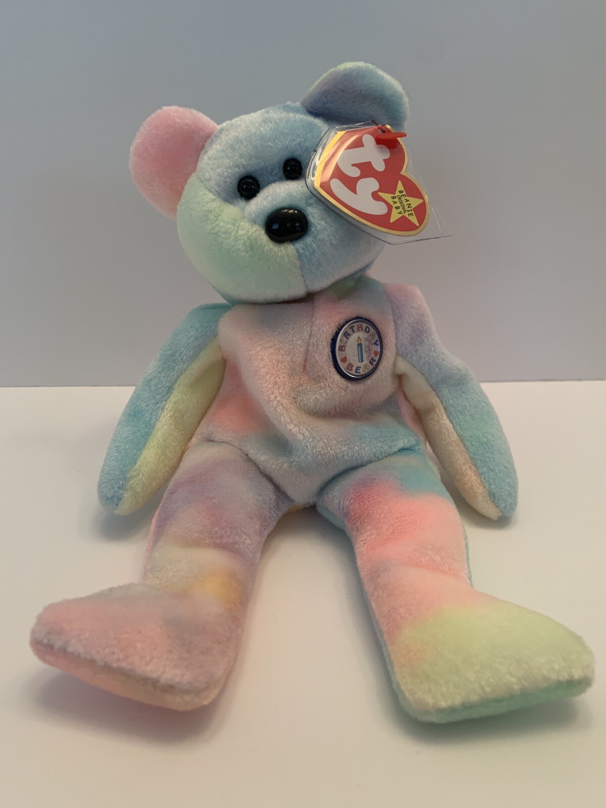 Ty B.B .Bear Birthday Bear Beanie Baby Original Tie Dyed w Tags | eBay
