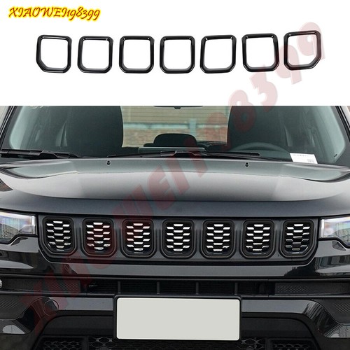 For Jeep Compass 2022 ABS Gloss Black Front Grill Grille Cover Trim ...
