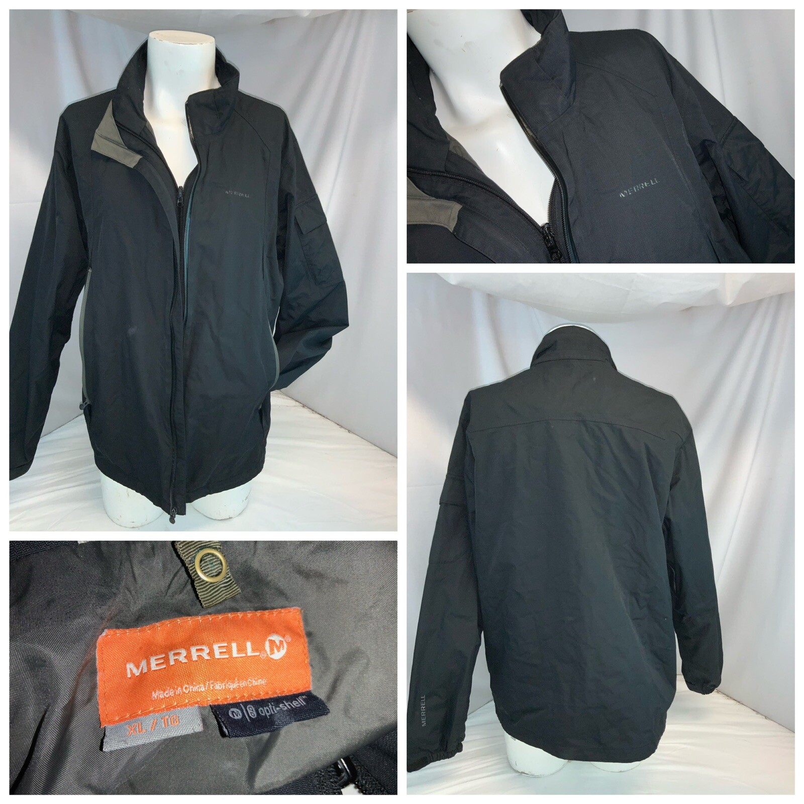 Merrell OptiShell Waterproof Coat Jacket XL Men Black Nylon Mint YGI K0 ...
