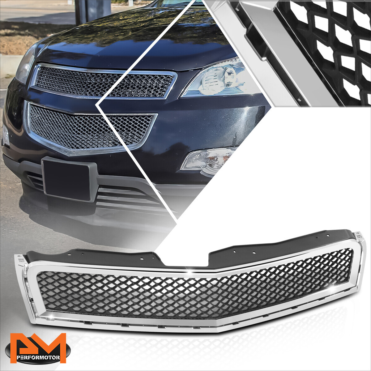 For 09-12 Chevy Traverse Factory Style Chrome Frame Diamond Mesh Upper ...