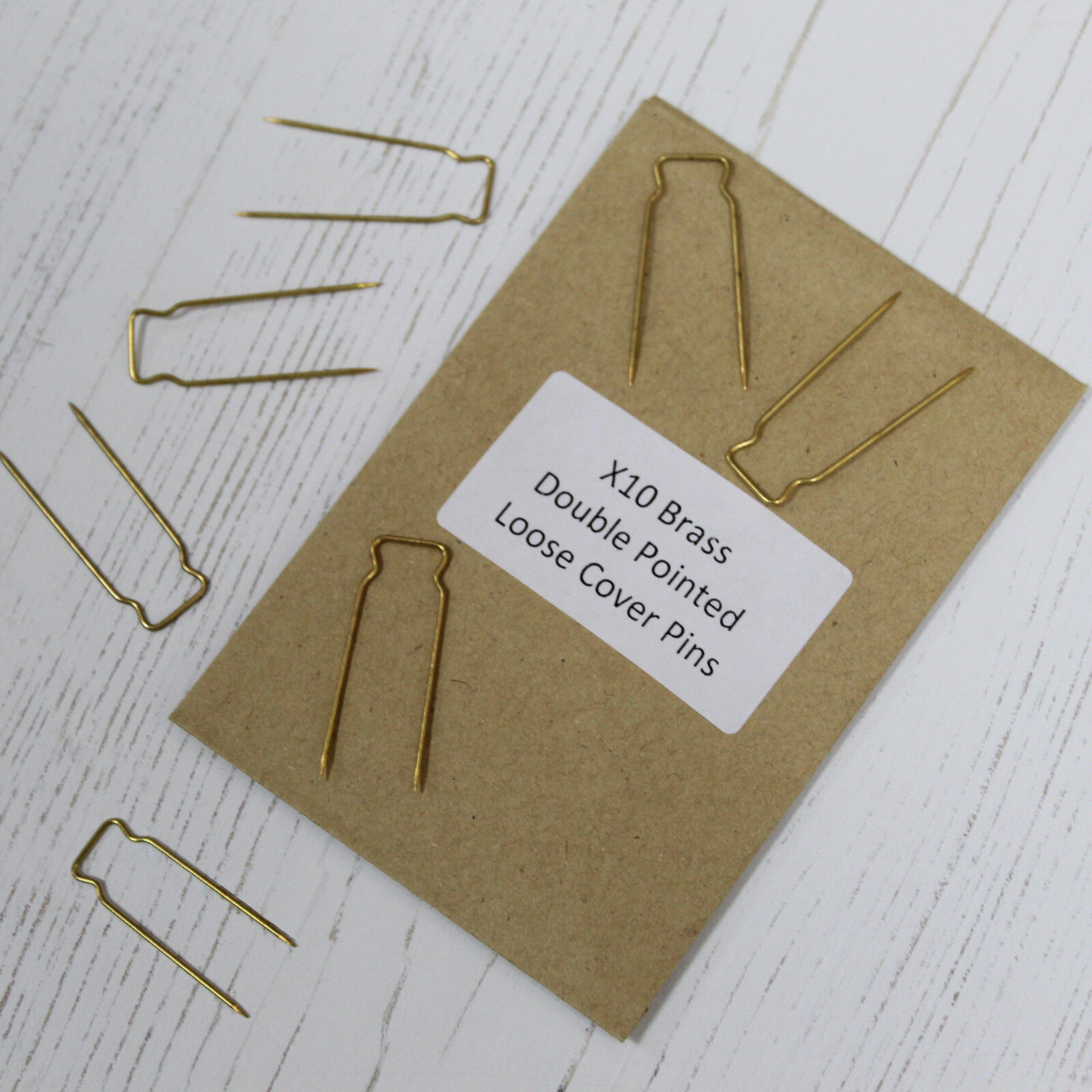 Double Pointed Loose Cover Pins 32mm Brass Twin U Shaped Upholstery ...