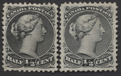 Canada #21 and #21a 1/2c Large Queens Shades Perfs VF Centered Unused ...
