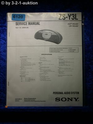 Sony Service Manual ZS Y3L Audio System (#6120) | eBay