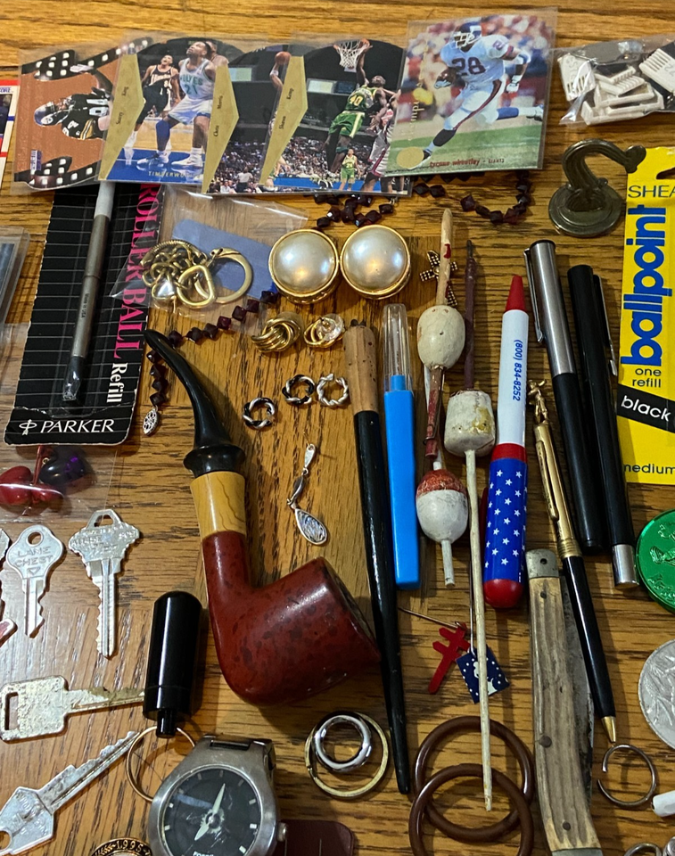 Junk Drawer Lot Vintage Random Stuff! Sports cards, watches, keys ...