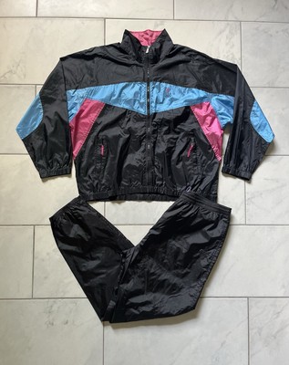 Olympic USA Track Suit Jacket Pant Extra Lathe Black Pink Mens Nylon ...