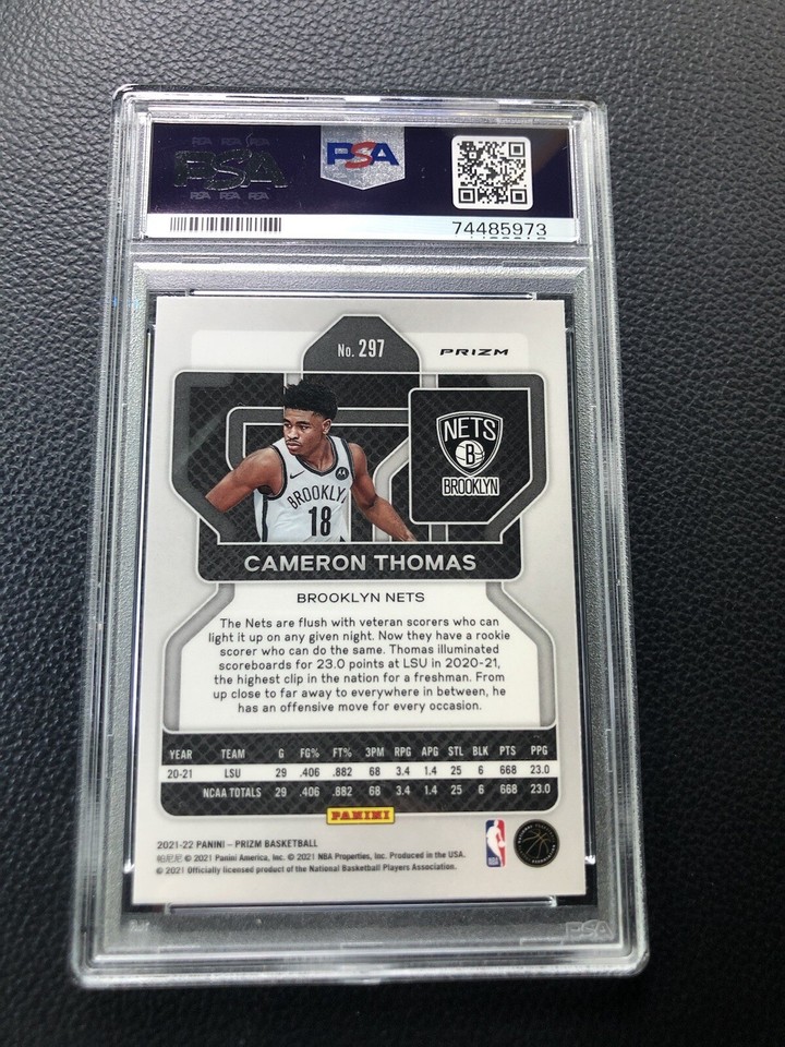 2021 Panini Prizm Cameron Cam Thomas ORANGE HYPER PRIZM Auto PSA Rookie ...