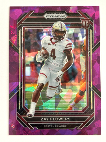 2023 Panini Prizm Draft Picks Purple Cracked Ice #143 Zay Flowers RC ...