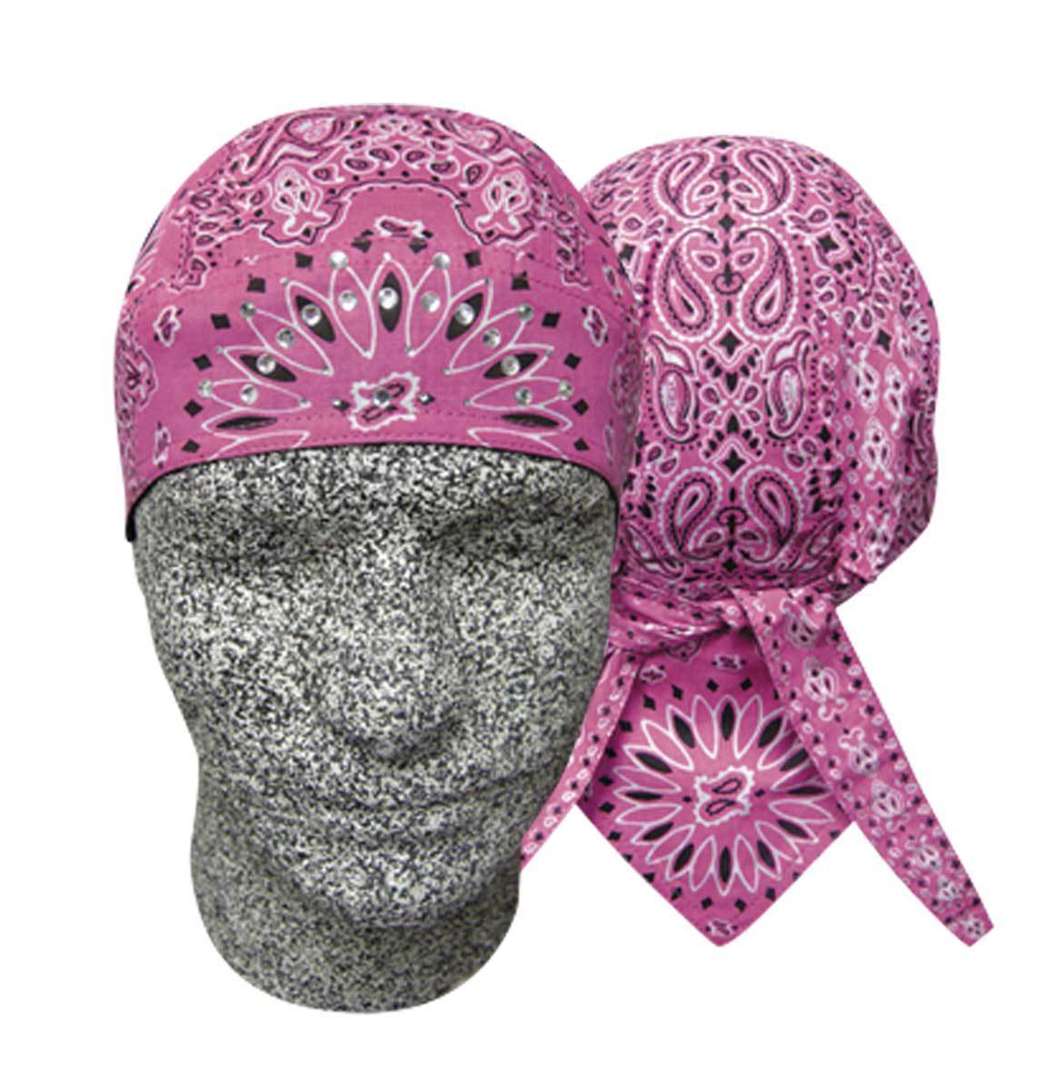 Pink Rhinestones Paisley Rainbow Durag Biker Head Wrap Sweatband ...