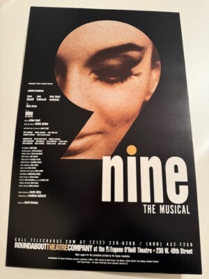 NINE THE MUSICAL= BROADWAY WINDOW CARD= ANTONIO BANDERAS=JANE KRAKOWSKI ...