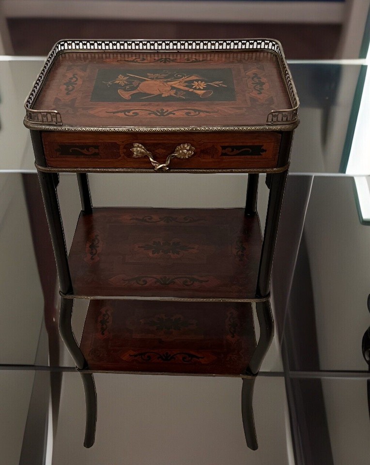 Napoleon III French Étagère 3 Tier Shelf Side Table Marquetry 34x12x16 ...
