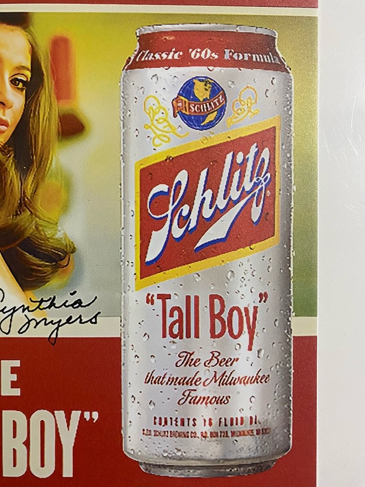 Schlitz Beer Malt Liquor Metal Sign - Cynthia Myers - Tall Boy Retro Go ...